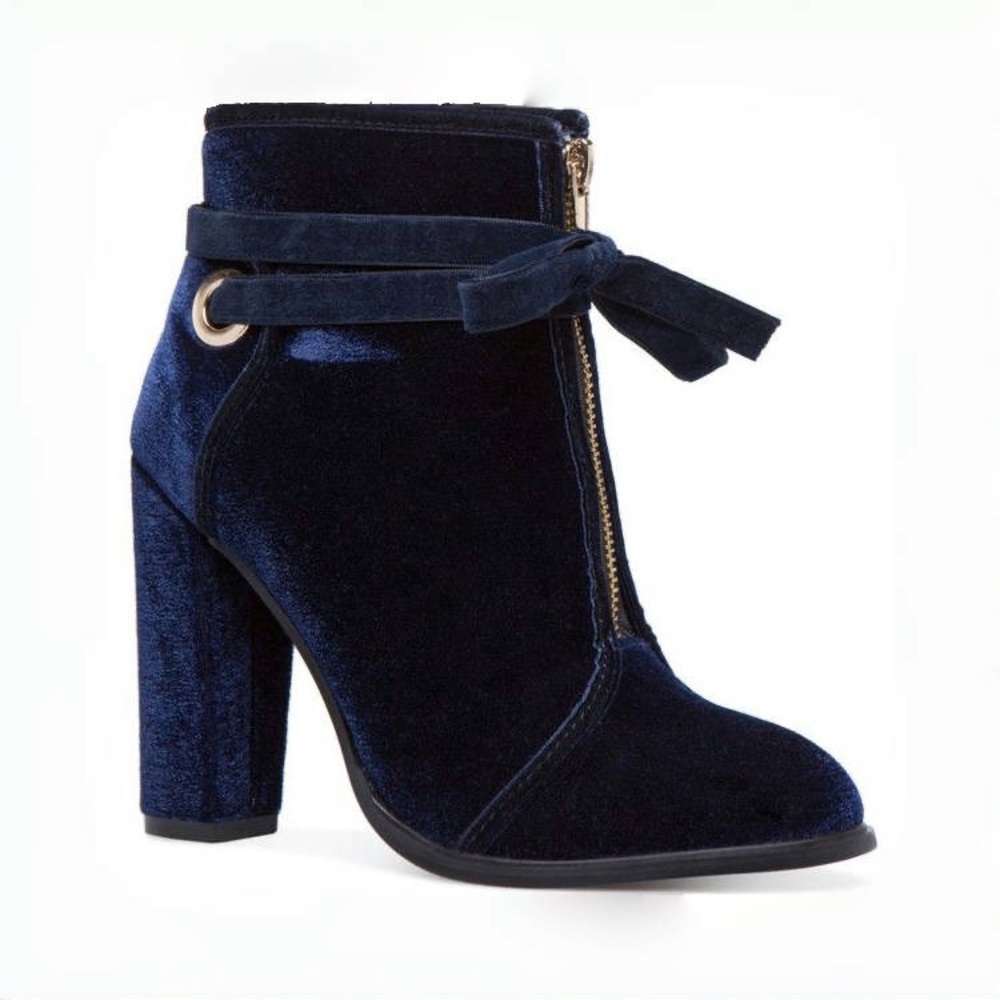 New Royal Blue Velvet Heel*Blue Booties*Ankle Boots*V… - Gem